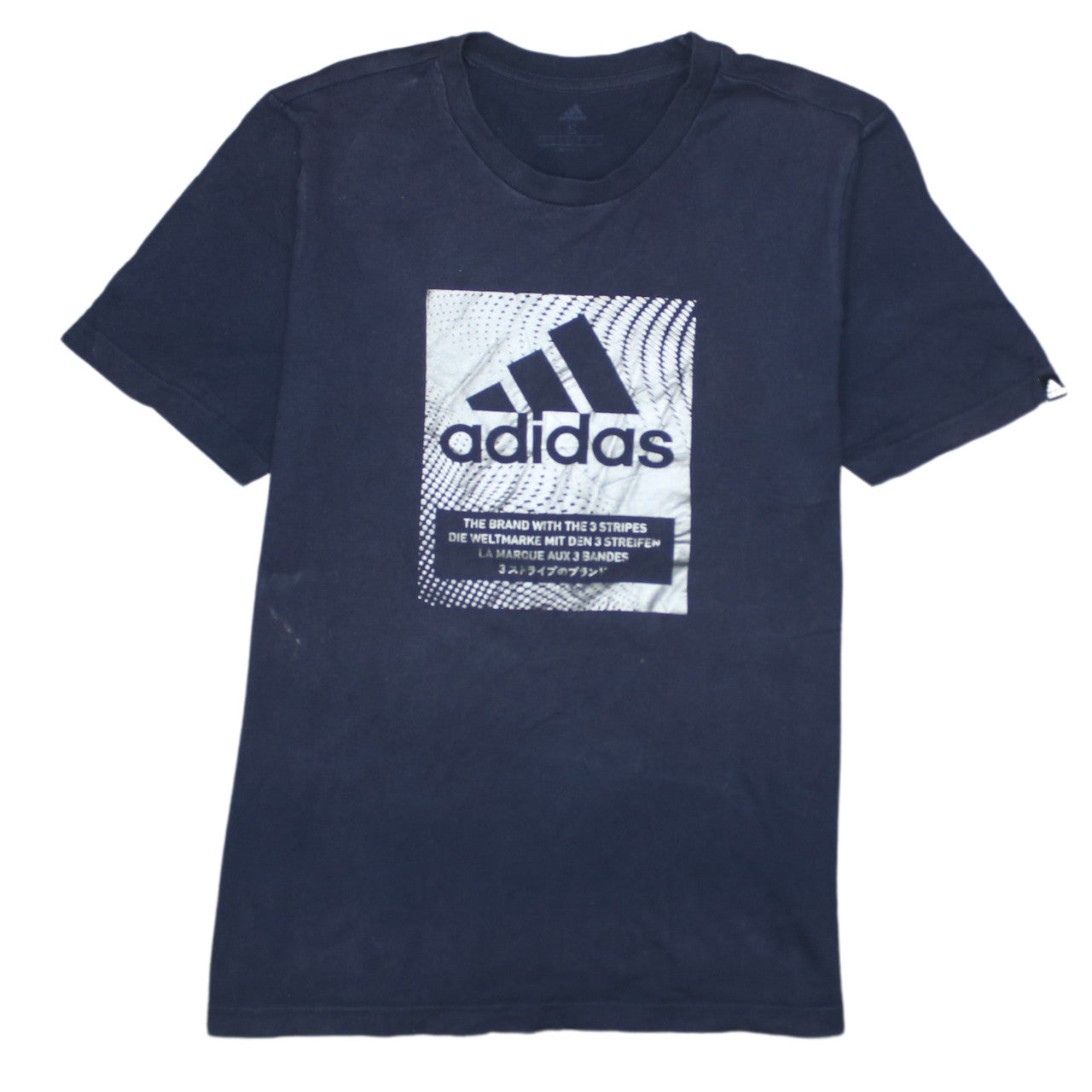 Adidas Navy Blue T Shirt Men's Small Printed Graphic Logo Casual Tee T ...