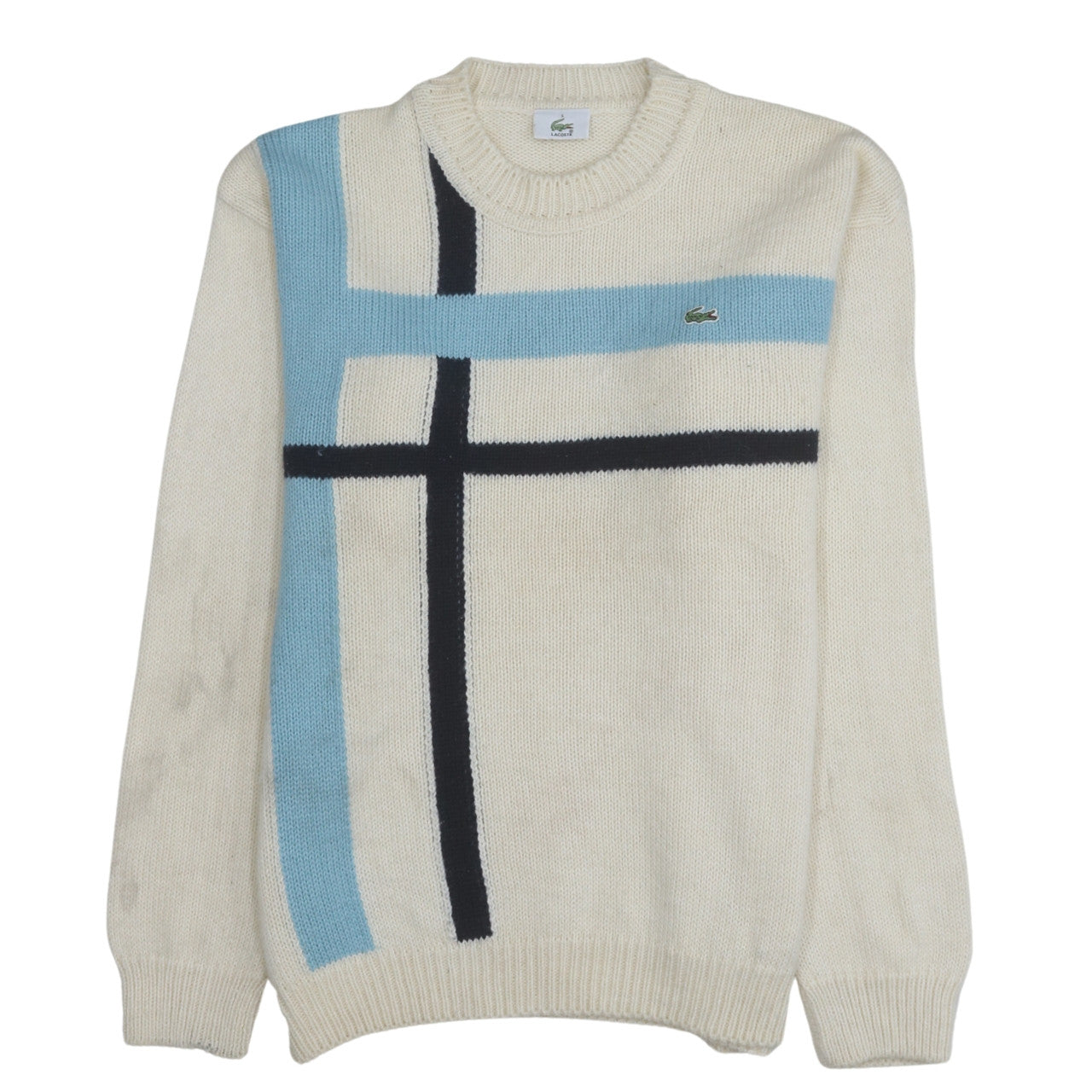 Lacoste 90's Lightweight Crew Neck Sweatshirt Large Beige Cream ...