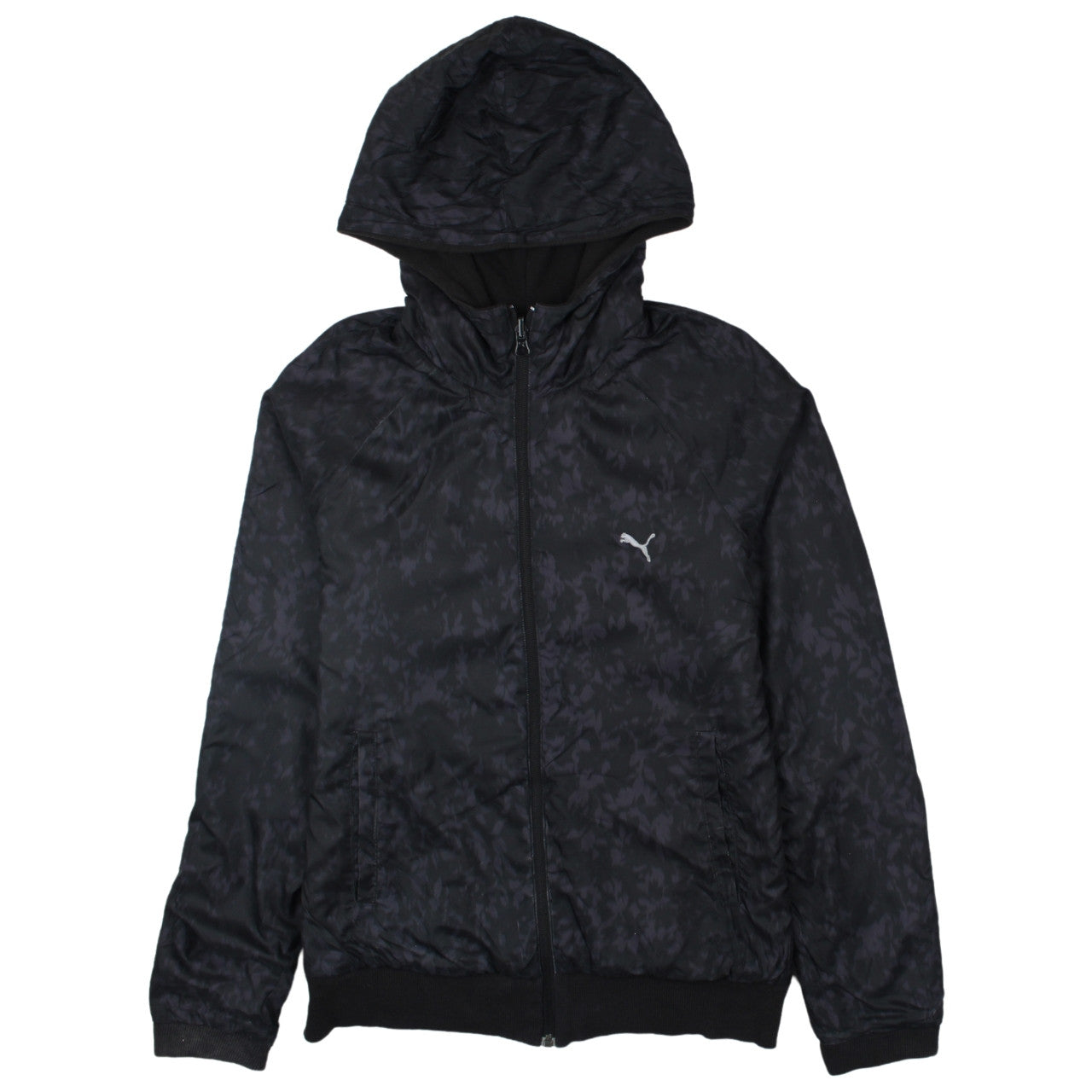 Puma 90's Black Hooded Full Zip Windbreaker Women's Small Vintage ...