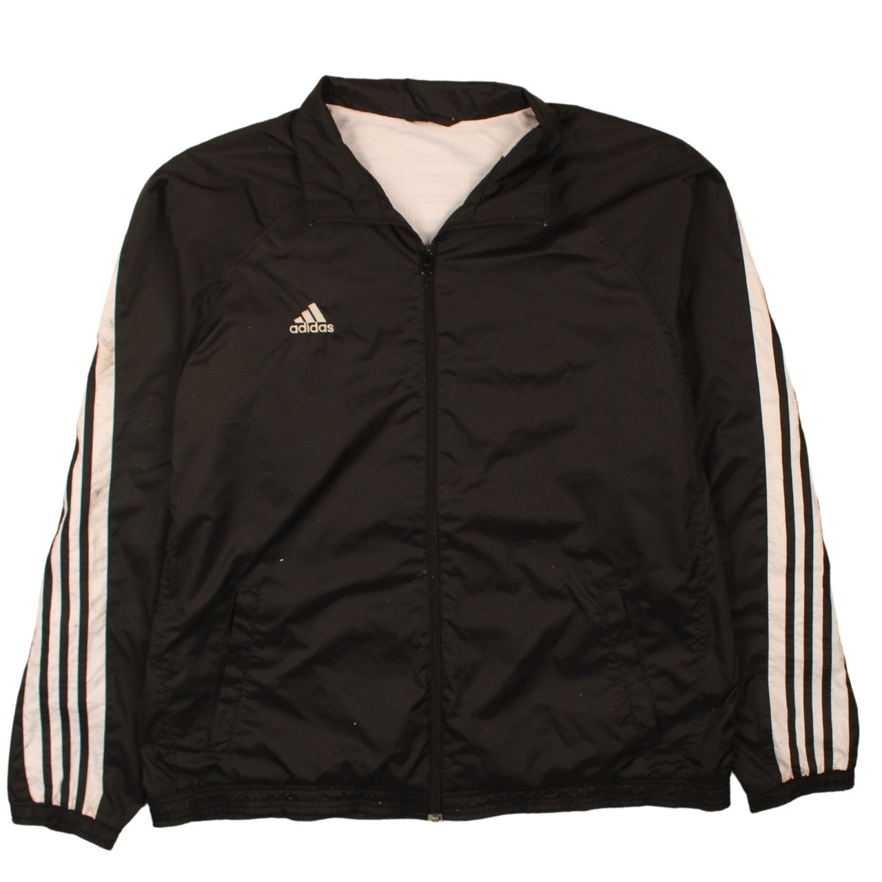 Adidas 90's Black Lightweight Windbreaker Jacket Large - Full Zip Up – Vintage Club UK