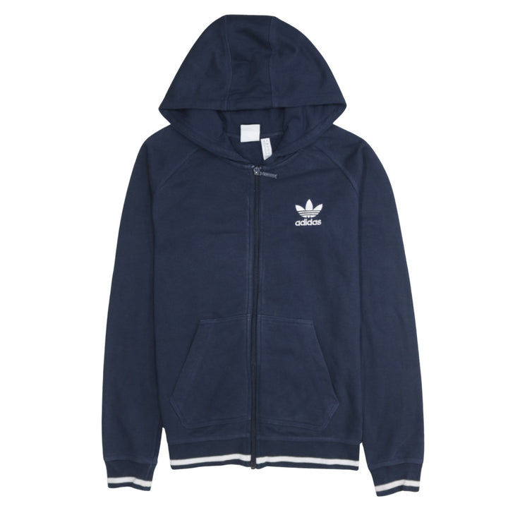 Adidas Navy Blue Hoodie Women’s Small Trefoil Embroidered Logo Full Zi ...